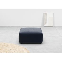 Hocker Home Affaire "Glimminge auch in Breitcord, Feincord und Easy care-Bezug", blau (dunkelblau), H:42cm T:80cm, 100% Polyester, Hocker, Hocker, passend zur Serie "Glimminge"