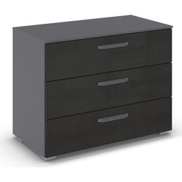 Schubkastenkommode OTTO HOME "Kommode Sideboard Schubladenkommode Schlafzimmerkommode OTELI", graumetallic, hochglanz effektgrau, B:80cm H:61cm T:42cm, Holzwerkstoff, Sideboards, mit 3 ger&auml;umigen Schubladen f&uuml;r viel Stauraum MADE IN GERMANY