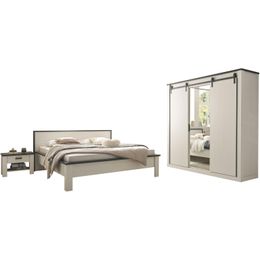 Schlafzimmer-Set Home Affaire "SHERWOOD", wei&szlig; (pinie wei&szlig; dekor), B:520cm H:209cm T:213cm, Schlafzimmerm&ouml;bel-Sets, Liegefl&auml;che 180x200cm, Schrank 3-trg. 201cm breit
