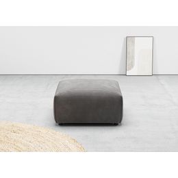 Hocker Home Affaire "Glimminge auch in Breitcord, Feincord und Easy care-Bezug", grau (dunkelgrau), H:71cm T:80cm, 12% Polyacryl, 88% Polyester, Hocker, Hocker, passend zur Serie "Glimminge"