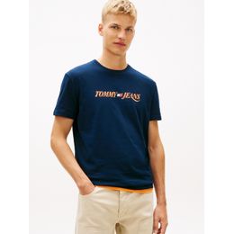T-Shirt Tommy Jeans "REGULAR VINTAGE LA", Jungen, Gr. XXL, schwarz night navy, Single Jersey, Obermaterial: 100% Baumwolle, unifarben, regular fit normal, Rundhals, eingesetzt abgesteppte Kante, Shirts T-Shirt, Regular fit mit Print