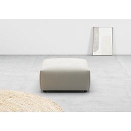 Hocker Home Affaire "Glimminge auch in Breitcord, Feincord und Easy care-Bezug", grau (hellgrau), H:42cm T:80cm, 100% Polyester, Hocker, Hocker, passend zur Serie "Glimminge"