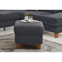 Polsterhocker Home Affaire "Palmera, B: 58 cm", grau, B:58cm H:48cm T:58cm, 100% Polyester;Struktur (100% Polyester);Luxus-Microfaser in Lederoptik (100% Polyester), Hocker, Polsterhocker, mit Stauraum, Federkern