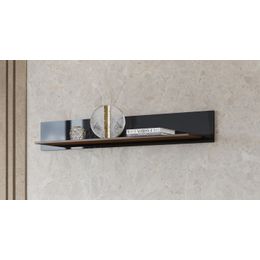 Wandboard Home Affaire "Kasai", schwarz (wallnut columbia, schwarz hgl), B:160cm H:24cm T:24cm, Dekorfolie, Holzwerkstoff, MDF, Regale, Wandboard