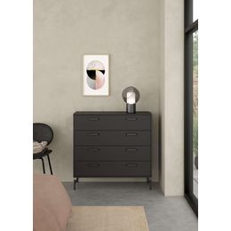 Hochkommode Home Affaire "Dana, Kommode, Aufbewahrung, Schubladenschrank", schwarz (matt schwarz), B:98,7cm H:95,8cm T:39,8cm, Holzwerkstoff, Sideboards, Kommode mit 4 Schubladen, Metallbeine, H&ouml;he 95,8 cm, Breite 98,7 cm