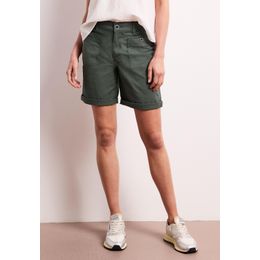 Shorts Street One, Damen, Gr. 32, cilantro gr&uuml;n, Web, 98% Baumwolle, 2% Elasthan, unifarben, comfort fit kurz, Hosen Shorts, mit Elastikbund