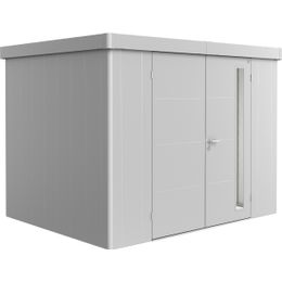 Ger&auml;tehaus BioHort "Neo 2C Doppelt&uuml;r", silber (silber, metallic), Ger&auml;teh&auml;user, Stahl, stylisches Gartenhaus mit Flachdach