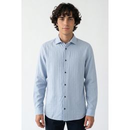 Jack & Jones JACK & JONES Herren Langarmhemd "JPRBLAPARKER LINEN BLEND L/S SHIRT SN"chambray blau, Gr. M, unifarben, Web, Obermaterial: 55% Leinen, 45% Baumwolle,