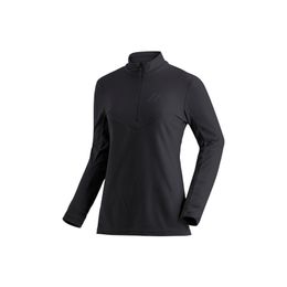 Fleecepullover Maier Sports "Denise HZ W", Damen, Gr. 36, schwarz, 100% Polyester, hoch geschlossener Ausschnitt, Sweatshirts Fleecepullover, Damen Midlayer, pflegeleichtes Half-Zip Fleece