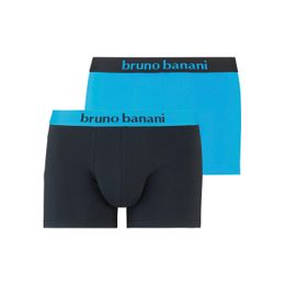 Boxer Bruno Banani "Flowing", Herren, Gr. M/5, blau (t&uuml;rkis, schwarz), Stoff, Obermaterial: 93% Baumwolle, 7% Elasthan, bedruckt, unifarben mit Farbeinsatz, k&ouml;rpernah, Unterhosen, mit kontrastreichem Logobund