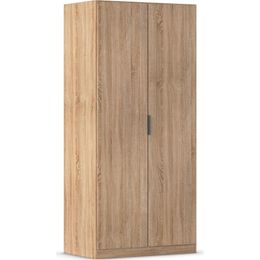 Kleiderschrank Rauch "Dreht&uuml;renschrank Schrank Garderobe Ankleide Schlafzimmer LAGOA", braun (eiche sonoma), B:91cm H:197cm T:54cm, Holzwerkstoff, Schr&auml;nke, Kleiderschrank, moderne Kantengriffe aus Metall, optional mit Aufsatz MADE IN GERMANY