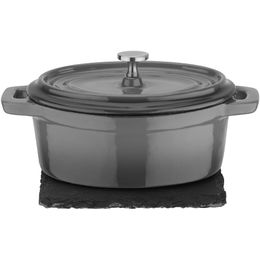 Serviertopf GSW "Shadow, oval, Inkl. Schieferplatte", grau, B:9,5cm H:5cm L:12cm, T&ouml;pfe, Induktion, &Oslash; ca. 9,5 cm