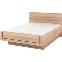 Holzbett Musterring "Sorrent, Bettgestell, Bettrahmen, teilmassiv Eiche", braun, B:140cm L:200cm, Betten, Bettgestell, Eiche teilmassiv, Liegeh&ouml;henverstellung, in schwebender Optik