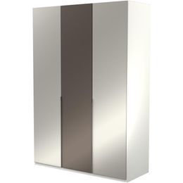 Kleiderschrank Musterring "San Diego, Kleiderschrank, Schrank, Garderobe, mit Glast&uuml;ren", wei&szlig;, B:150cm H:216cm T:58cm, Glas, Holzwerkstoff, Schr&auml;nke, Kleiderschrank, 3-t&uuml;rig (ged&auml;mpft), 4 B&ouml;den, 2 Kleiderstangen, Chromgriffe