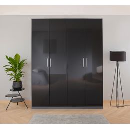 Kleiderschrank OTTO HOME "Mehrzweckschrank Aktenschrank M&ouml;bel Mietswohnung Schlafzimmer KOLUNA", grau (graumetallic, hochglanz effektgrau), B:181cm H:229cm T:54cm, Holzwerkstoff, Schr&auml;nke, Kleiderschrank, inkl. 2 Innenschubladen sowie extra Einlegeb&ouml;den MADE IN GERMANY