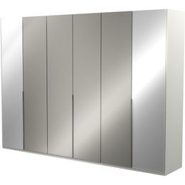 Kleiderschrank Musterring "San Diego, Kleiderschrank, Schrank, Garderobe, mit Glast&uuml;ren", wei&szlig;, B:300cm H:236cm T:58cm, Glas, Holzwerkstoff, Schr&auml;nke, Kleiderschrank, 6-t&uuml;rig (ged&auml;mpft), 6 B&ouml;den, 3 Kleiderstangen, Chromgriffe