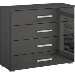 Schubkastenkommode Rauch "Sideboard Kommode Schubkastenkommode KOLUNA mit Hochglanzfront", grau (graumetallic, hochglanz effektgrau), B:80cm H:81cm T:42cm, Holzwerkstoff, Sideboards, vier gro&szlig;e und ger&auml;umige Schubladen mit viel Stauraum MADE IN GERMANY
