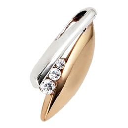 Kettenanh&auml;nger Jobo "Anh&auml;nger 20 mm", ros&eacute;gold 375, wei&szlig;, Schmuckanh&auml;nger, Damen, Ros&eacute;gold 375 Wei&szlig;gold 375, Ros&eacute;gold 375, Wei&szlig;gold 375, Kettenanh&auml;nger, 9 Karat 375 Gold bicolor mit 3 Zirkonia