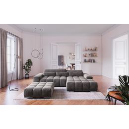 Ecksofa COTTA, B:307cm H:73cm T:186cmanthrazit, 100% Polyester, Wohnzimmer, Sofas, "Orion L-Form, B: 307 cm, moderne Steppung, bequeme