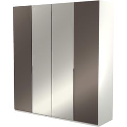 Kleiderschrank Musterring "San Diego, Kleiderschrank, Schrank, Garderobe, mit Glast&uuml;ren", wei&szlig;, B:200cm H:236cm T:58cm, Glas, Holzwerkstoff, Schr&auml;nke, Kleiderschrank, 4-t&uuml;rig (ged&auml;mpft), 4 B&ouml;den, 2 Kleiderstangen, Chromgriffe