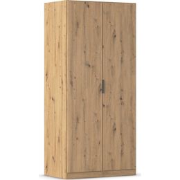 Kleiderschrank Rauch "Dreht&uuml;renschrank Schrank Garderobe Ankleide Schlafzimmer LAGOA", braun (eiche artisan), B:91cm H:197cm T:54cm, Holzwerkstoff, Schr&auml;nke, Kleiderschrank, moderne Kantengriffe aus Metall, optional mit Aufsatz MADE IN GERMANY