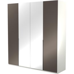 Kleiderschrank Musterring "San Diego, Kleiderschrank, Schrank, Garderobe, mit Glast&uuml;ren", wei&szlig;, B:200cm H:236cm T:58cm, Glas, Holzwerkstoff, Schr&auml;nke, Kleiderschrank, 4-t&uuml;rig (ged&auml;mpft), 4 B&ouml;den, 2 Kleiderstangen, Chromgriffe