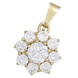 Kettenanh&auml;nger Jobo "Anh&auml;nger Goldanh&auml;nger 10 mm", gelbgold 375, wei&szlig;, Schmuckanh&auml;nger, Damen, Gelbgold 375, Kettenanh&auml;nger, 9 Karat 375 Gold mit 9 Zirkonia