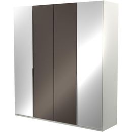 Kleiderschrank Musterring "San Diego, Kleiderschrank, Schrank, Garderobe, mit Glast&uuml;ren", wei&szlig;, B:200cm H:236cm T:58cm, Glas, Holzwerkstoff, Schr&auml;nke, Kleiderschrank, 4-t&uuml;rig (ged&auml;mpft), 4 B&ouml;den, 2 Kleiderstangen, Chromgriffe