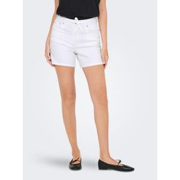 Jeansshorts Only "ONLGIANNA MW BELTED SHORTS AZG DNM NOOS", Damen, Gr. M (38), N-Gr, wei&szlig; (wei&szlig; denim), Denim/Jeans, Obermaterial: 99% Baumwolle, 1% Elasthan, unifarben, regular fit kurz, Jeans Jeansshorts, Baumwollmischung, regular fit, Regular Waist