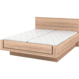 Holzbett Musterring "Sorrent, Bettgestell, Bettrahmen, teilmassiv Eiche", braun, B:160cm L:200cm, Betten, Bettgestell, Eiche teilmassiv, Liegeh&ouml;henverstellung, in schwebender Optik