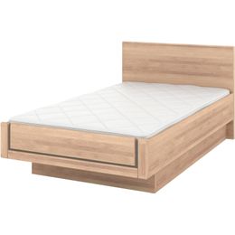 Holzbett Musterring "Sorrent, Bettgestell, Bettrahmen, teilmassiv Eiche", braun, B:120cm L:210cm, Betten, Bettgestell, Eiche teilmassiv, Liegeh&ouml;henverstellung, in schwebender Optik