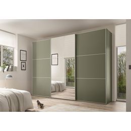 Schwebet&uuml;renschrank STAUD, B:249cm H:222cm T:68cmdekor salbei, Holzwerkstoff, Schr&auml;nke, "Includo, Made in Germany", Mit Spiegelt&uuml;re und vier