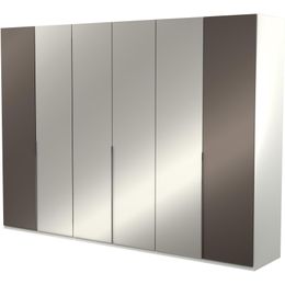 Kleiderschrank Musterring "San Diego, Kleiderschrank, Schrank, Garderobe, mit Glast&uuml;ren", wei&szlig;, B:300cm H:216cm T:58cm, Glas, Holzwerkstoff, Schr&auml;nke, Kleiderschrank, 6-t&uuml;rig (ged&auml;mpft), 6 B&ouml;den, 3 Kleiderstangen, Chromgriffe