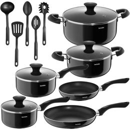 TecTake Kochtopfset, Schwarz, Metall, Rund, Kochen, T&ouml;pfe, Topfsets