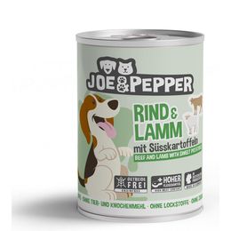 Joe & Pepper Dog Rind & Lamm mit S&uuml;&szlig;kartoffeln Hunde-Nassfutter getreidefrei 6x400g