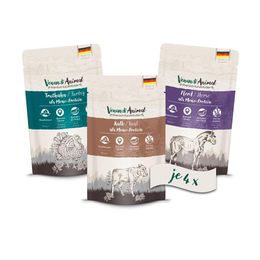 Venandi Animal Probierpaket II 4xPferd, 4xKalb, 4xTruthahn Katzen-Nassfutter Single Protein 12x125g