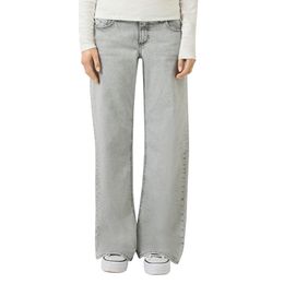 QS Damen Stretch-Jeans "CATIE Wide Leg"light grau used, Gr. 38, unifarben, Denim/Jeans, Obermaterial: 91% Baumwolle, 7% Elastomultiester, 2%