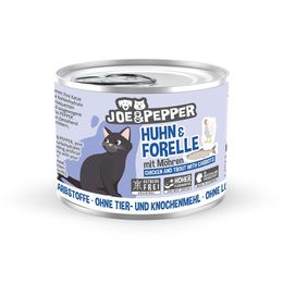 Joe & Pepper Cat Huhn & Forelle mit M&ouml;hren Katzen-Nassfutter getreidefrei 6x200g
