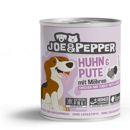 Joe & Pepper Dog Huhn & Pute mit M&ouml;hren Hunde-Nassfutter getreidefrei 6x800g