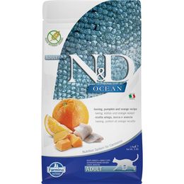 Farmina N&D Cat Ocean Adult mit Hering, K&uuml;rbis & Orange Katzen-Trockenfutter getreidefrei 1,5kg