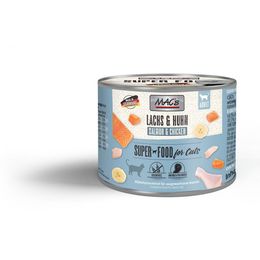 MAC's Cat Fleischmen&uuml; Lachs und H&uuml;hnchen Katzen-Nassfutter mit Gefl&uuml;gel 12x200g