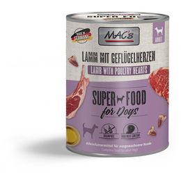 MAC's Dog Lamm mit Gefl&uuml;gelherzen Hunde-Nassfutter getreidefrei 12x800g