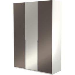 Kleiderschrank Musterring "San Diego, Kleiderschrank, Schrank, Garderobe, mit Glast&uuml;ren", wei&szlig;, B:150cm H:216cm T:58cm, Glas, Holzwerkstoff, Schr&auml;nke, Kleiderschrank, 3-t&uuml;rig (ged&auml;mpft), 4 B&ouml;den, 2 Kleiderstangen, Chromgriffe