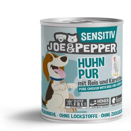 Joe & Pepper Sensitiv Huhn pur mit Reis & Karotten Hunde-Nassfutter ohne Getreide und Zucker 6x800g
