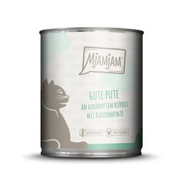 MjAMjAM gute Pute an ged&auml;mpftem K&uuml;rbis Katzen-Nassfutter getreidefrei 6x800g