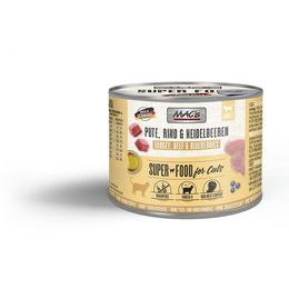 MAC's Cat Fleischmen&uuml; Pute, Rind und Heidelbeeren Katzen-Nassfutter ohne Zuckerzusatz 6x200g
