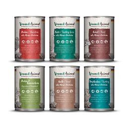 Venandi Animal Probierpaket III Huhn, Pute, Rind, Huhn & Kaninchen, Kalb, Truthahn Katzen-Nassfutter Single Protein 12x400g
