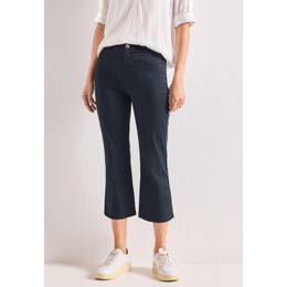 3/4-Hose Street One, Damen, Gr. 32, L&auml;nge 24, schwarz (shadowed navy), Web, 97% Baumwolle, 3% Elasthan, unifarben, comfort fit wadenlang, Hosen, High Waist