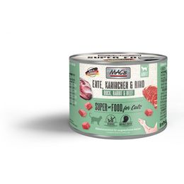MAC's Cat Fleischmen&uuml; Ente, Kaninchen und Rind Katzen-Nassfutter getreidefrei 6x200g