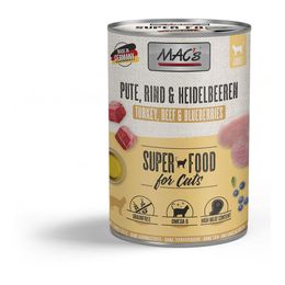 MAC's Cat Fleischmen&uuml; Pute, Rind und Heidelbeeren Katzen-Nassfutter getreidefrei 12x400g